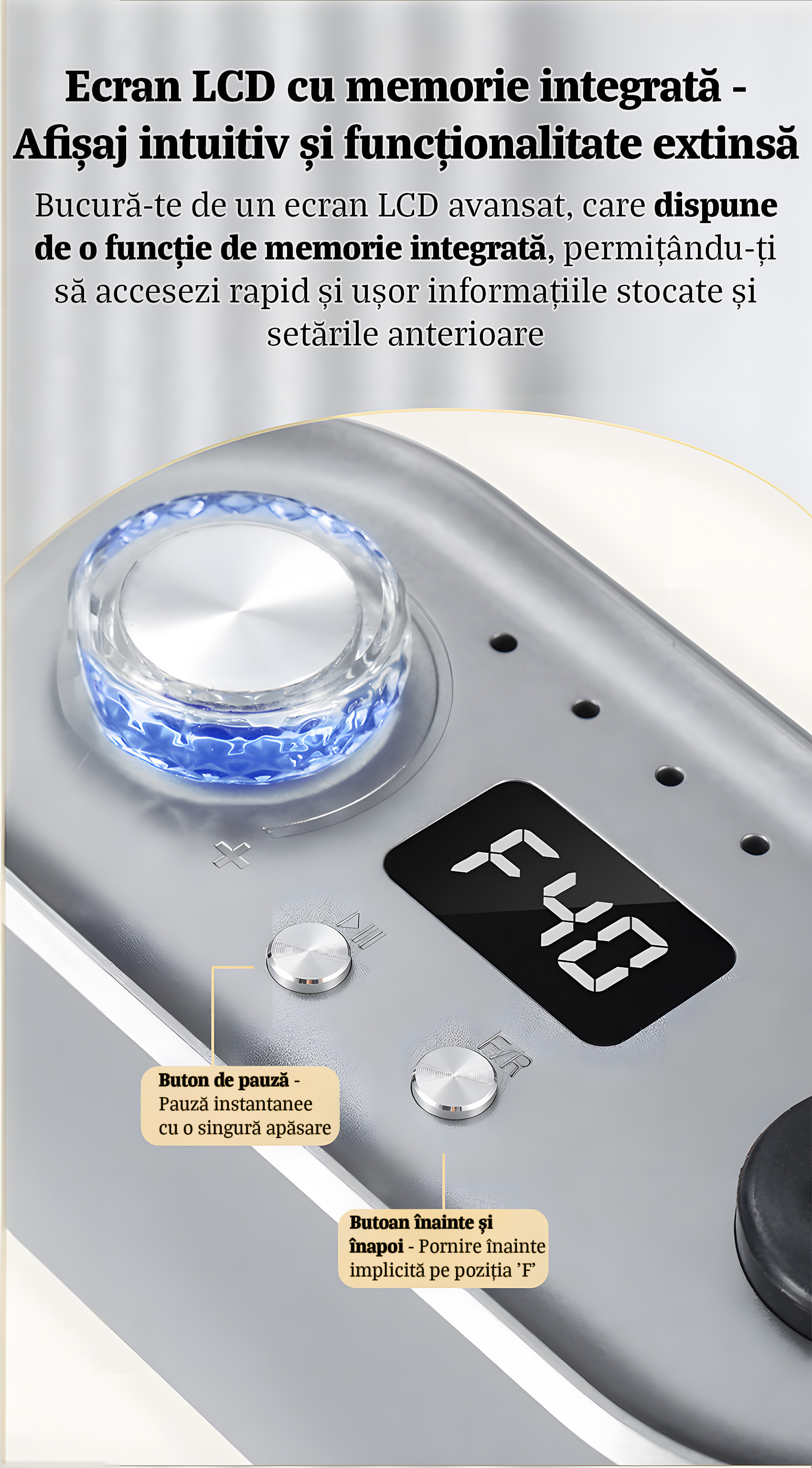 Freza de unghii profesionala, Solutter, 40000 RPM, functie memorie, 6 ...