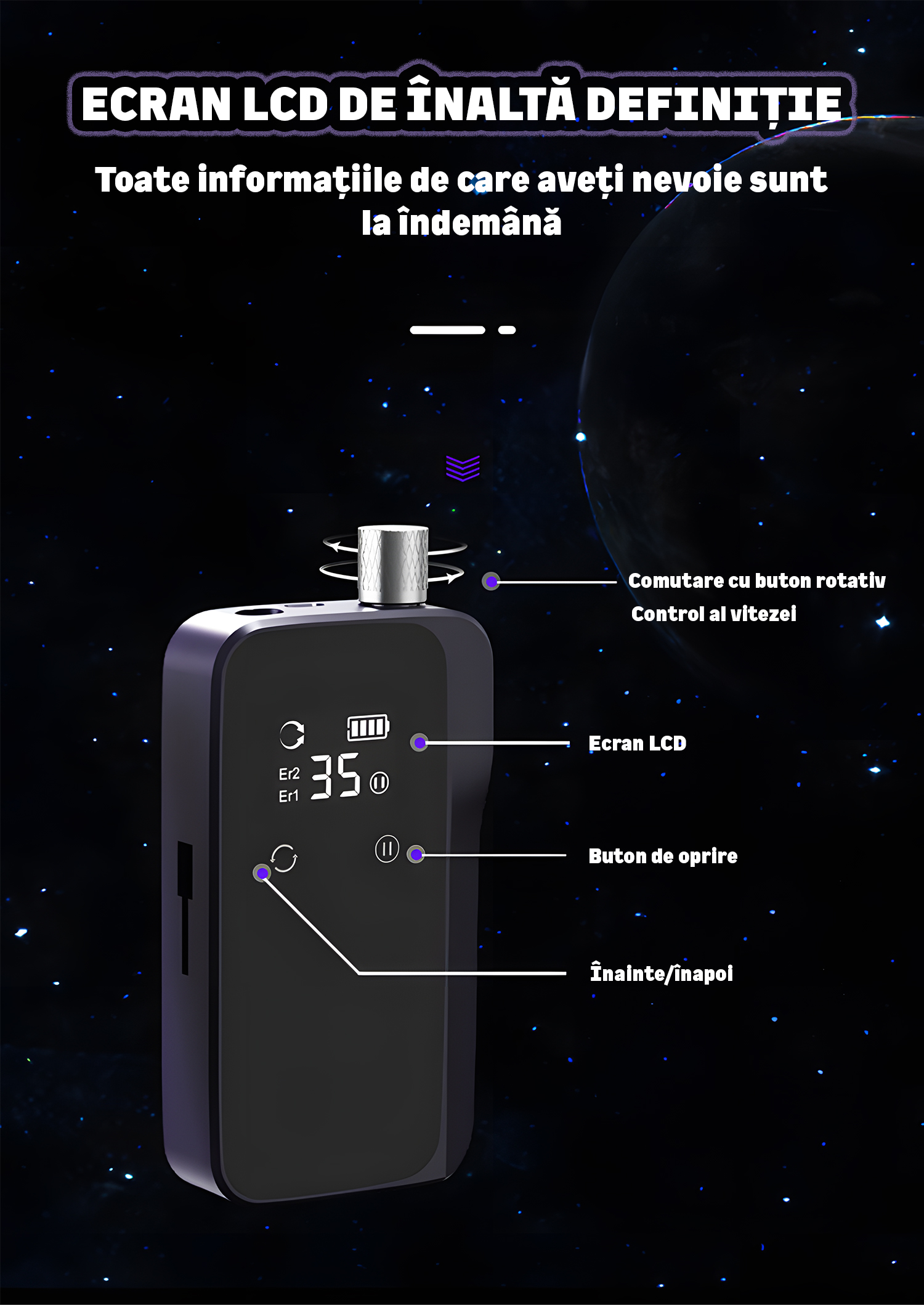 Freza unghii, Nivazo, 35000 RPM, ecran LCD touchscreen, acumulator ...